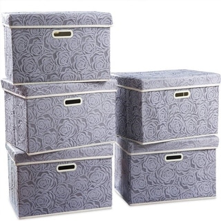 Large Collapsible Storage Boxes with Lids 5-Pack - On Sale - Bed Bath ...