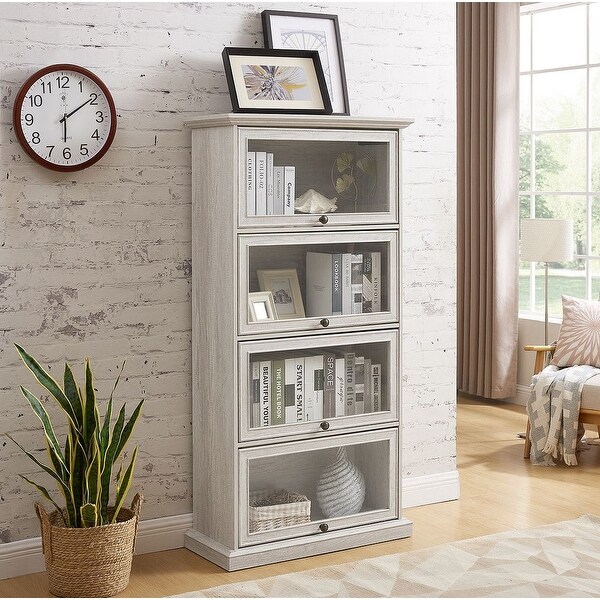 Antique Glass Display Cabinet 4 Tier Curio Shelf with Glass Doors On Sale Bed Bath Beyond 41978751