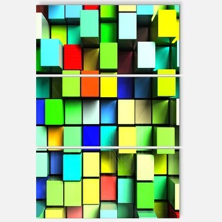 Colored 3D Cubes Wall Design - Abstract Art Glossy Metal Wall Art - Bed ...