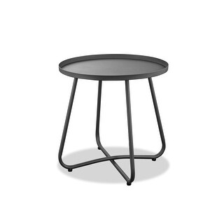 Gray Aluminum Indoor Outdoor Round End Table - Bed Bath & Beyond - 39659335
