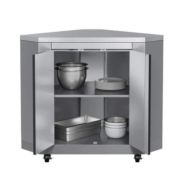 26 in. Stainless-Steel Corner Cabinet for Outdoor Kitchen (KM-OKS-CCAB ...