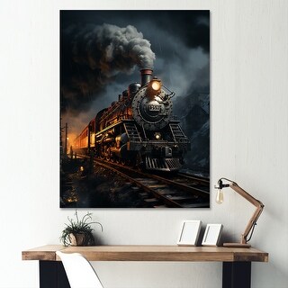 Designart "The Massive Steam Locomotive Belches Smoke II" Train Canvas ...