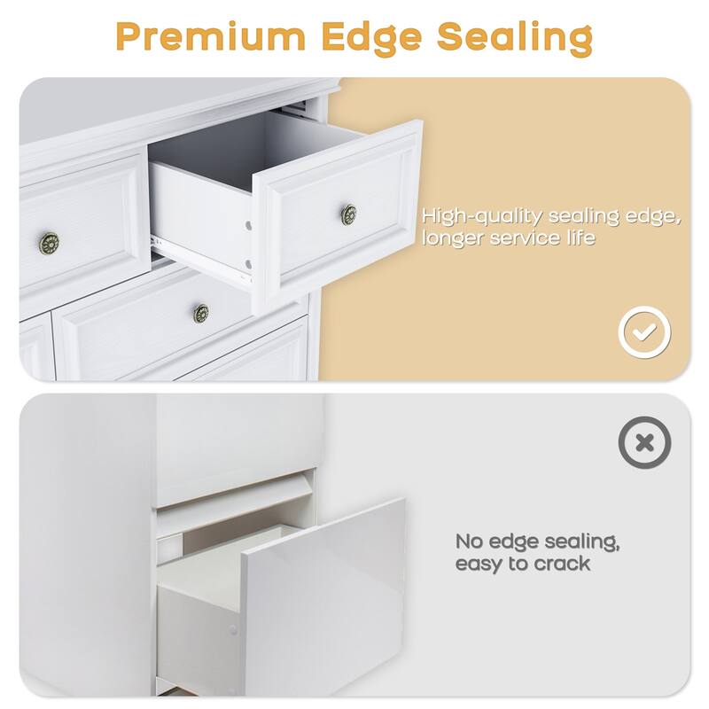 Elam French Country 7 Drawer Dresser Closet Storage Tower Organizer ...