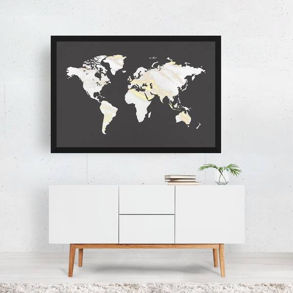 Marbel Gold World Map Collage Maps Art Print/Poster - Bed Bath & Beyond ...