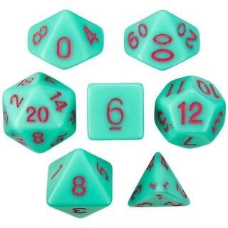 Set of 7 Dice - Mystic Matcha - Solid Green with Red Paint - Green and ...