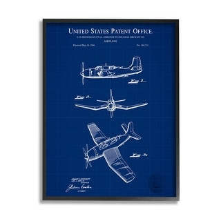 Stupell Intricate Aircraft Vehicle Blueprint Framed Giclee Art, Design ...
