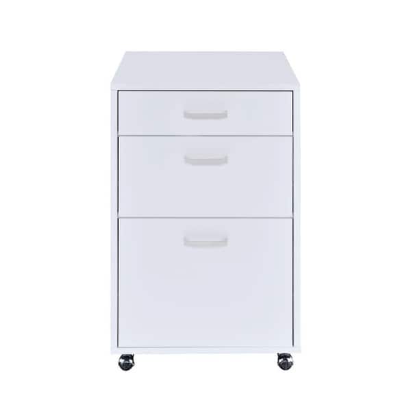 3 Drawers File Cabinet in White High Gloss and Chrome Finish - Bed Bath ...