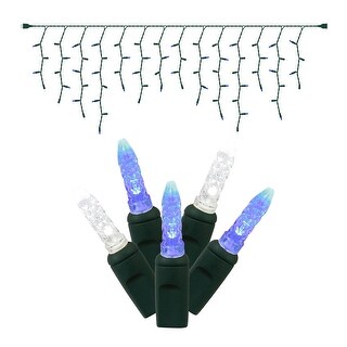 Vickerman 70 Blue-Pure White M5 LED Icicle Light on Green Wire, 9 ...