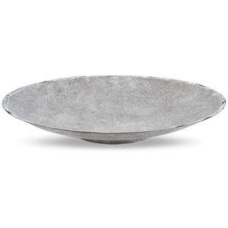 20 Inch Round Decorative Bowl with Vintage White Accent Finish, Gray ...