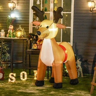 HOMCOM 6 ft. Christmas Reindeer Decoration, Outdoor Reindeer Inflatable ...