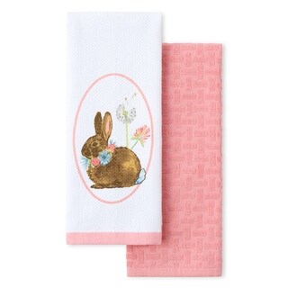FIESTA Easter Bunny Kitchen Towels 2-Pack Set, Pink/Multi, 16"x28" - 16 ...