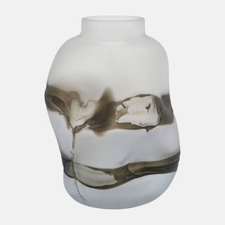 Dented Textured Opaque Glass Vase - 13" - Gray and Black - Bed Bath ...