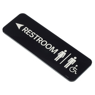 Restroom with Left Arrow Sign Self Adhesive Door Sticker - Black - Bed ...