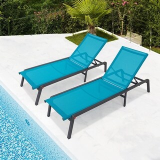Outdoor Chaise Lounge Chair Set of 2, Aluminum Poolside Lounge Chairs ...