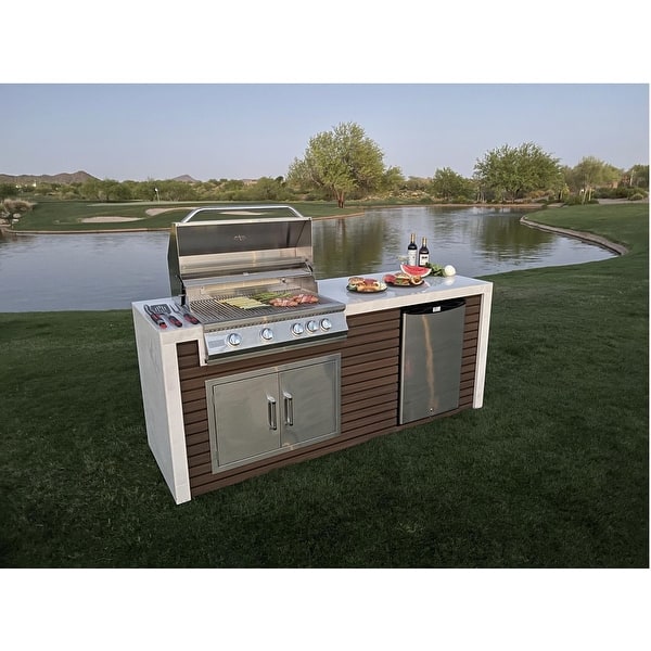 Classic Shiplap Outdoor Kitchen KoKoMo Grill with Waterfall Edge - Bed ...