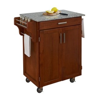 Homestyles Cuisine Cart Brown Wood Kitchen Cart - 33" x 19" x 36" - Bed ...