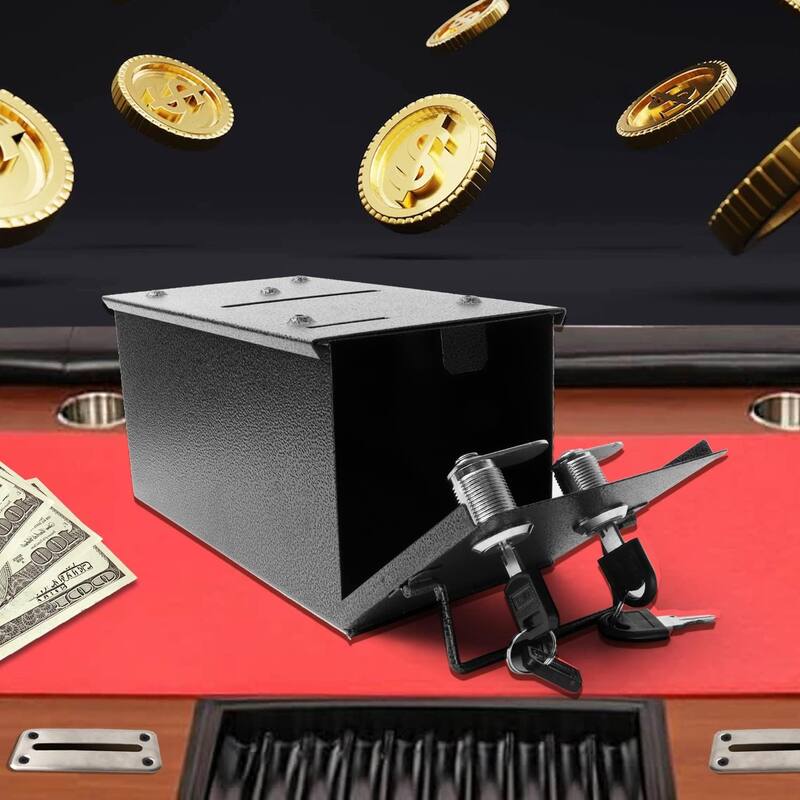 GSE™ Casino/Home Custom Poker Table Steel Rake Toke Drop Box & Money ...