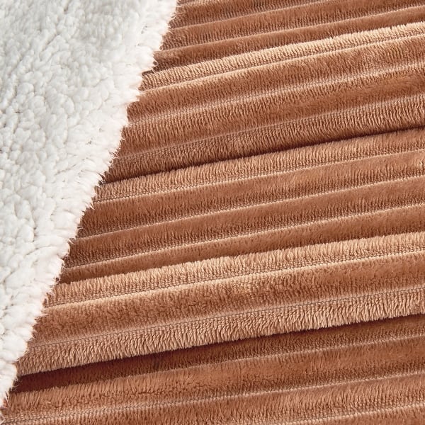 Luxurious Ribbed Texture Reversible Sherpa Blanket - Bed Bath & Beyond ...