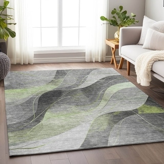Machine Washable Indoor/ Outdoor Abstract Chantille Rug - Bed Bath ...