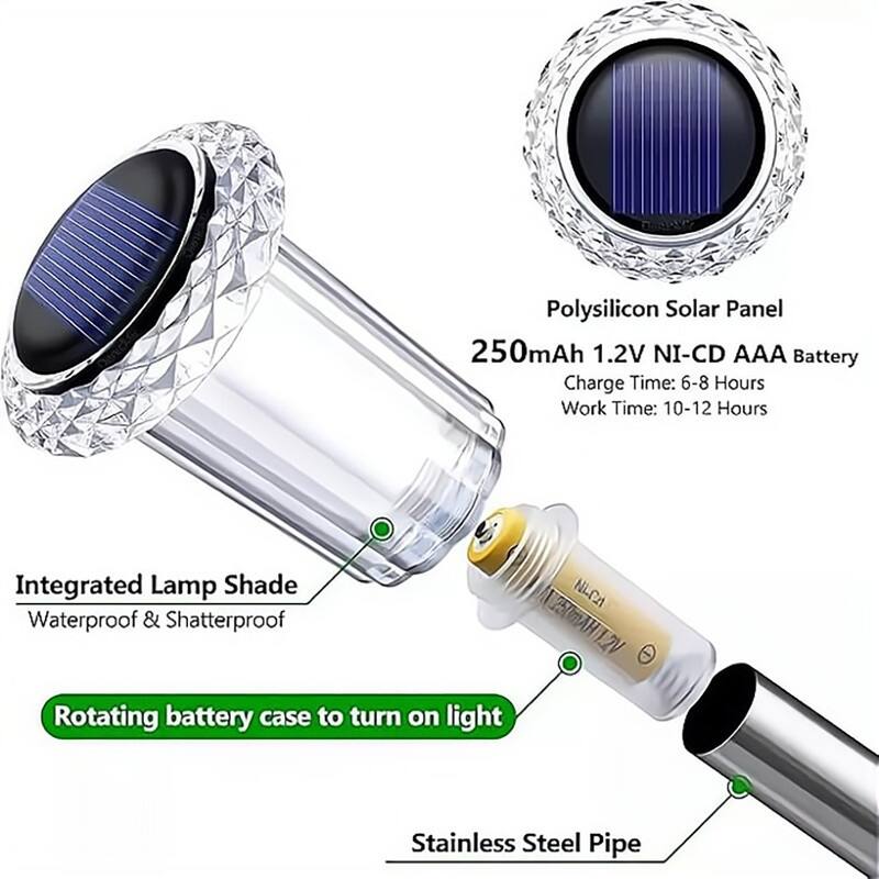 13'' Solar Pathway Lights Outdoor LED Yard Lights for Garden, Driveway ...