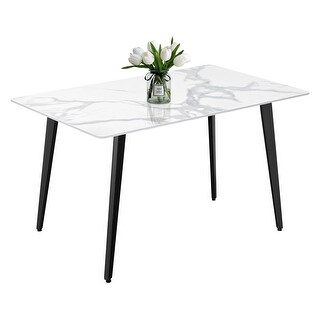Dining Table for 4 People, Rectangle Modern Kitchen Table with Metal ...