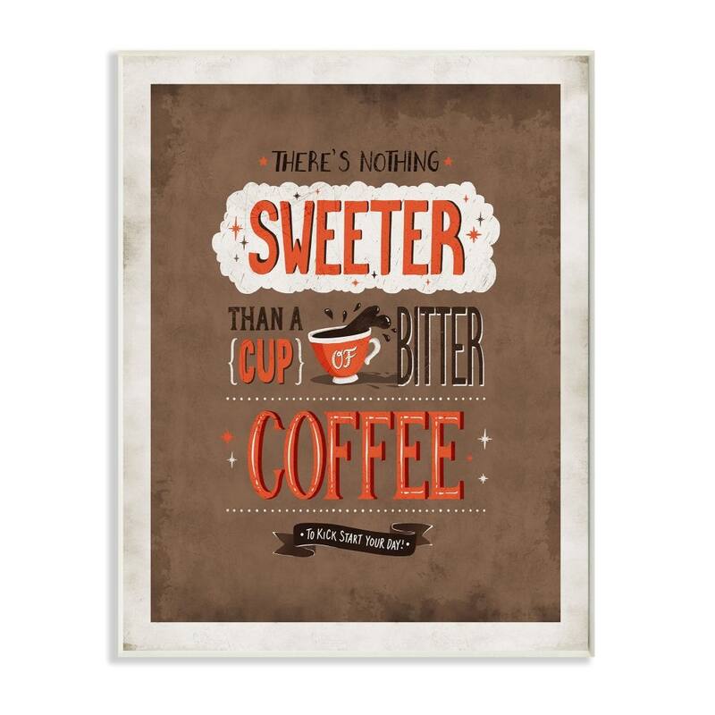 Stupell Nothing Sweeter Coffee Word Design Wood Wall Art, Proudly Made ...