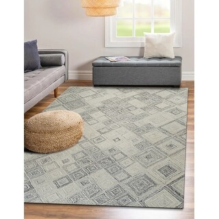 Hand-tufted Wool MULTY GREY Transitional Geometric Modern Tufted Rug ...