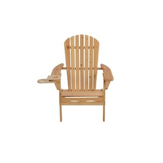 Foldable Adirondack Chair with cup holder, Natural color - Bed Bath ...