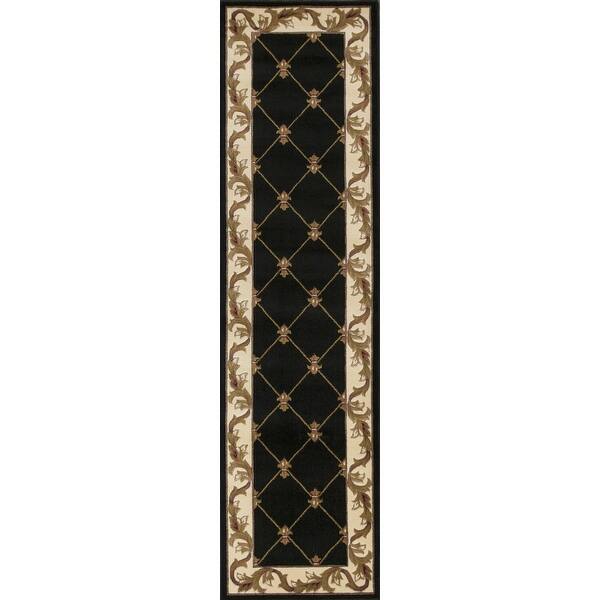 2' x 8' Black Fleur de Lis Runner Rug - 3'6" - Bed Bath & Beyond - 39591140