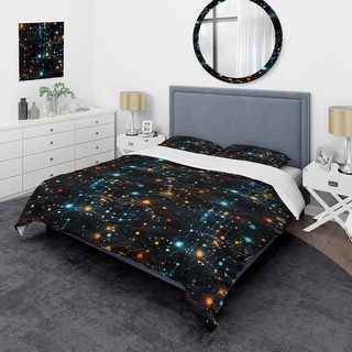 Designart "Blue Quantum Matrix Vision Geometric I" Black Modern Bed ...