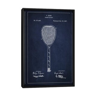 iCanvas "Tennis Racket Navy Blue Patent Blueprint" by Aged Pixel Framed ...