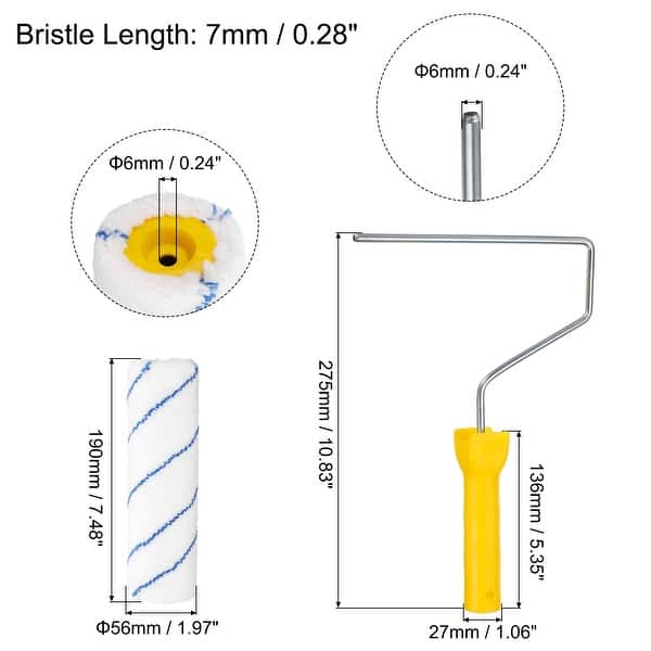 5Pcs Paint Roller Kit, 7Inch 56mm Dia Acrylic Rollers, Paint Tray ...