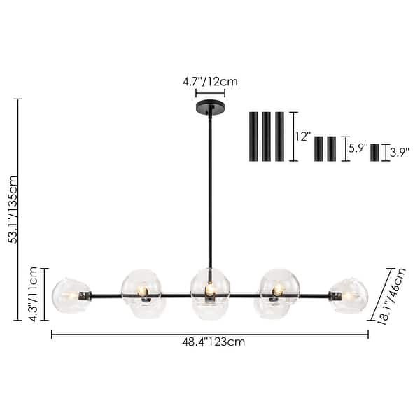 8-Light Modern Linear Clear Glass Globe Bubble Chandelier for Dining ...
