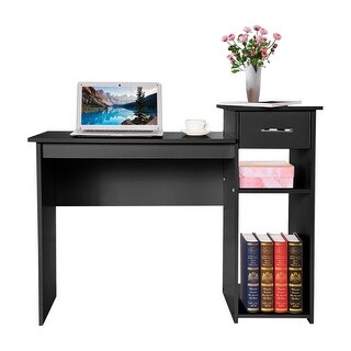 43 Inch Computer Desk PC Study Table Simple Design Shelves Drawer CPU ...