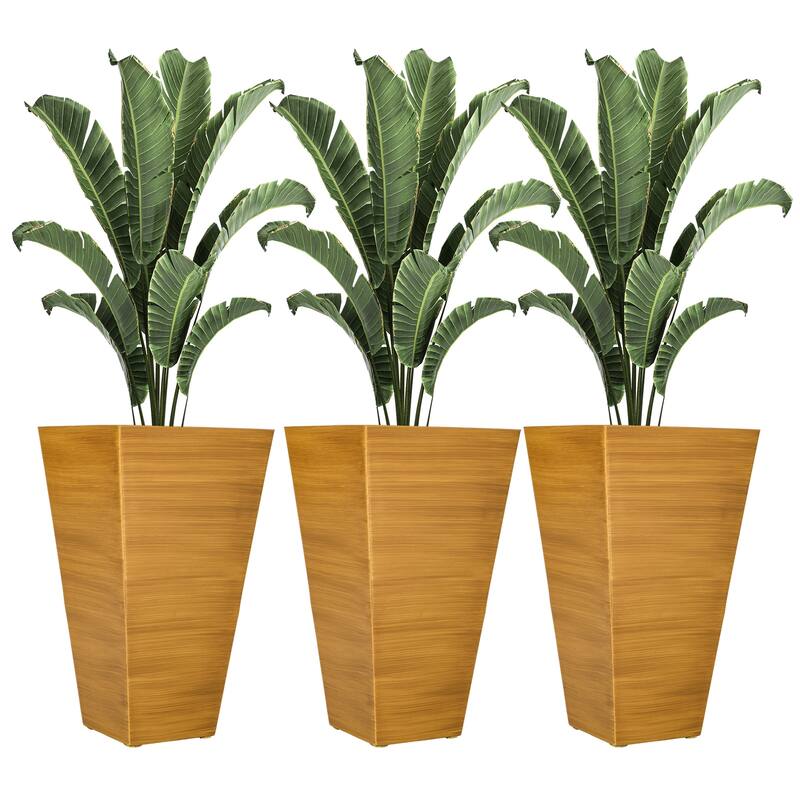 28" Tall Outdoor Planters with Drainage Holes and Plug (Set of 3 ...