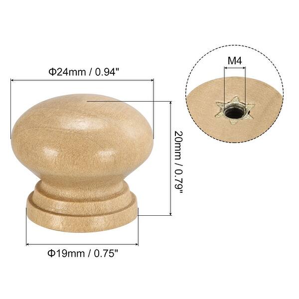 Round Wood Knobs, 10pcs 24x20mm Pull Handles for Drawer with Screws ...