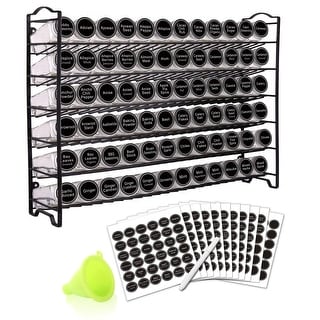 Spice Rack Organizer with 72 Empty Square Spice Jars, 340 Spice Labels ...