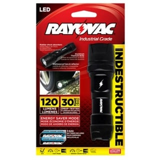 Rayovac DIY3AAA-B Virtually Indestructible LED Flashlight, 120 Lumen ...