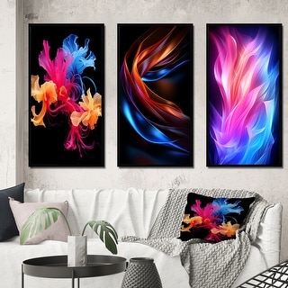 Designart "Liquid Ink Abstraction Pink Blue Orange" Abstract Liquid Ink ...