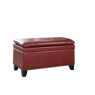 Deep Red Double Cushion Faux Leather Storage Bench - Bed Bath & Beyond ...