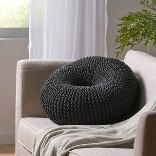 Dark Grey Pouf 24. 50 inches deep x 24. 50 inches wide x 10. 75 inches ...