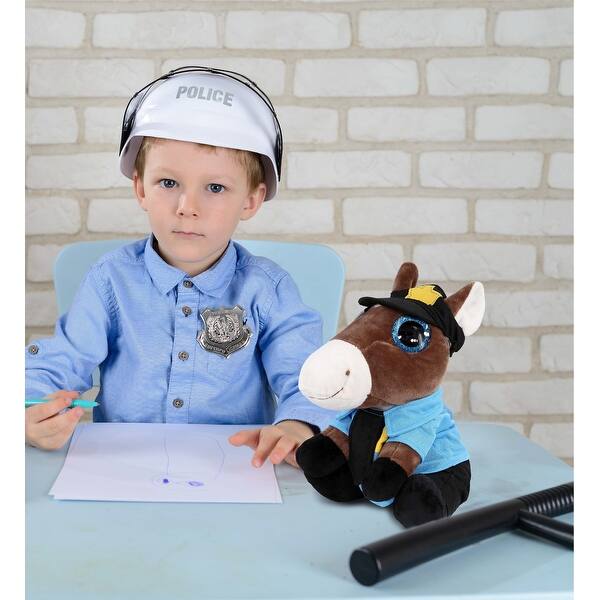DolliBu Large Horse Sparkle Eyes Police Officer Plush with Cop Uniform ...