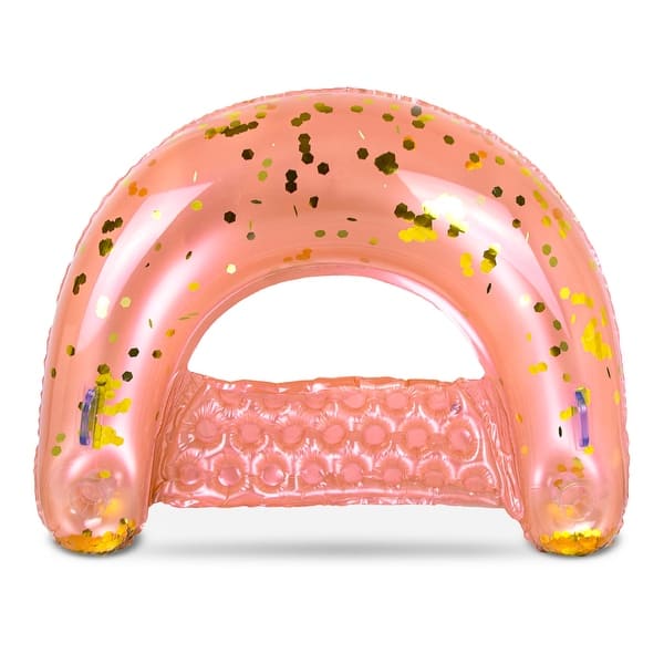 POZA Rose Gold Inflatable Pool Float Chair Filled w/ Sparkle Confetti ...