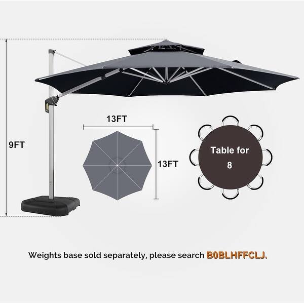 PURPLE LEAF 13ft Round Offset Hanging Patio Umbrella with Base - Bed ...
