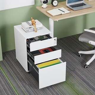 3 Drawer Mobile File Cabinet with Lock Steel File Cabinet for Legal ...