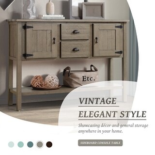 48'' Solid Wood Sideboard Console Table with Drawers, Cabinets & Bottom ...