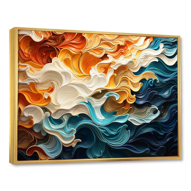 Designart "Multicolor Op Art Dynamic Flow I" Op Art Framed Canvas Wall ...