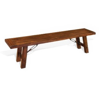 Reggie Bench, 72 Inch Brown Mahogany Wood, Metal Turnbuckle Accents ...
