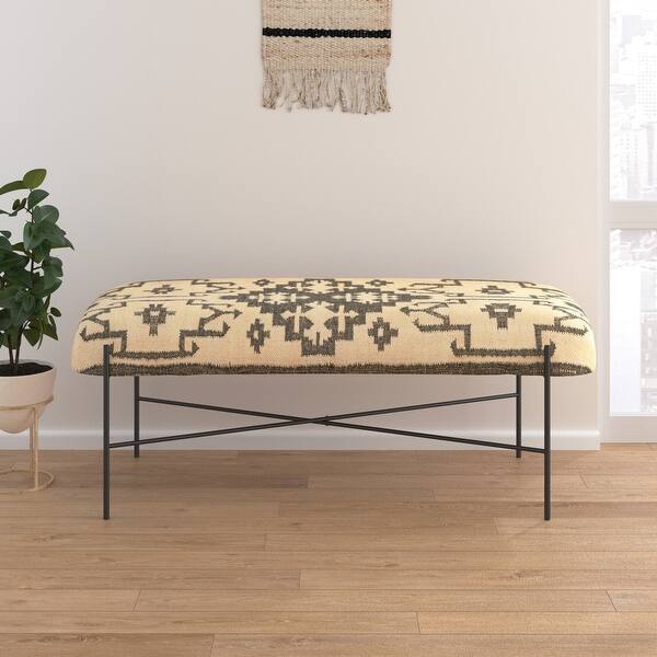 Sevita Black/Cream Southwestern Indoor Bench - 48" L x 18" W x 18" H ...