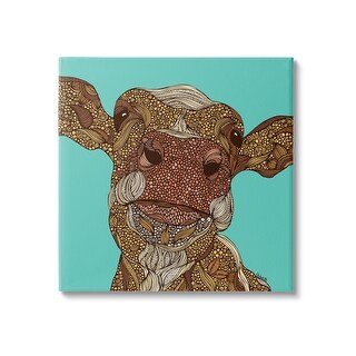 Stupell Bold Calf Cow Intricate Inner Stripe Patterns Canvas Wall Art ...